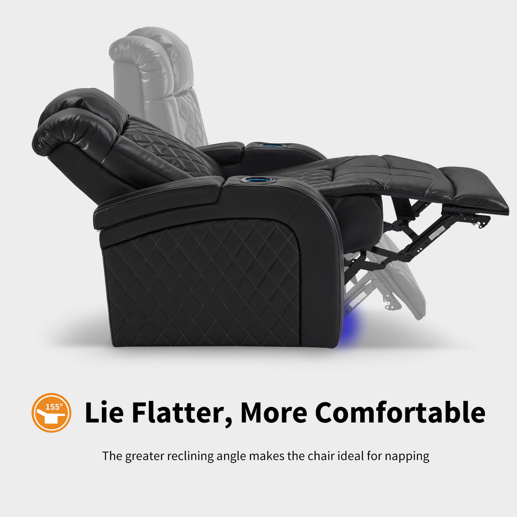 MCombo Home Theater Seating with Adjustable Headrest, Breathable Leath