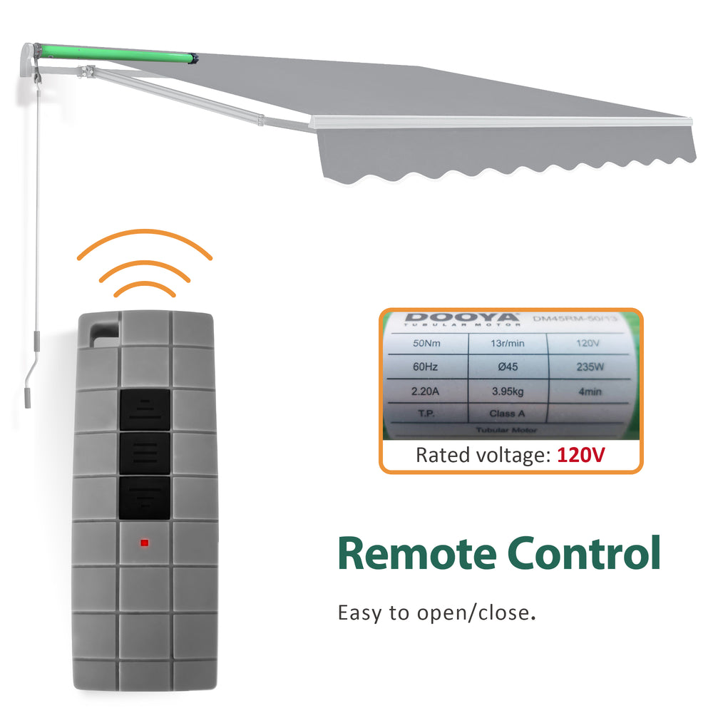 MCombo Electric Motorized Retractable Awning - Aluminum Frame, UV-Resi