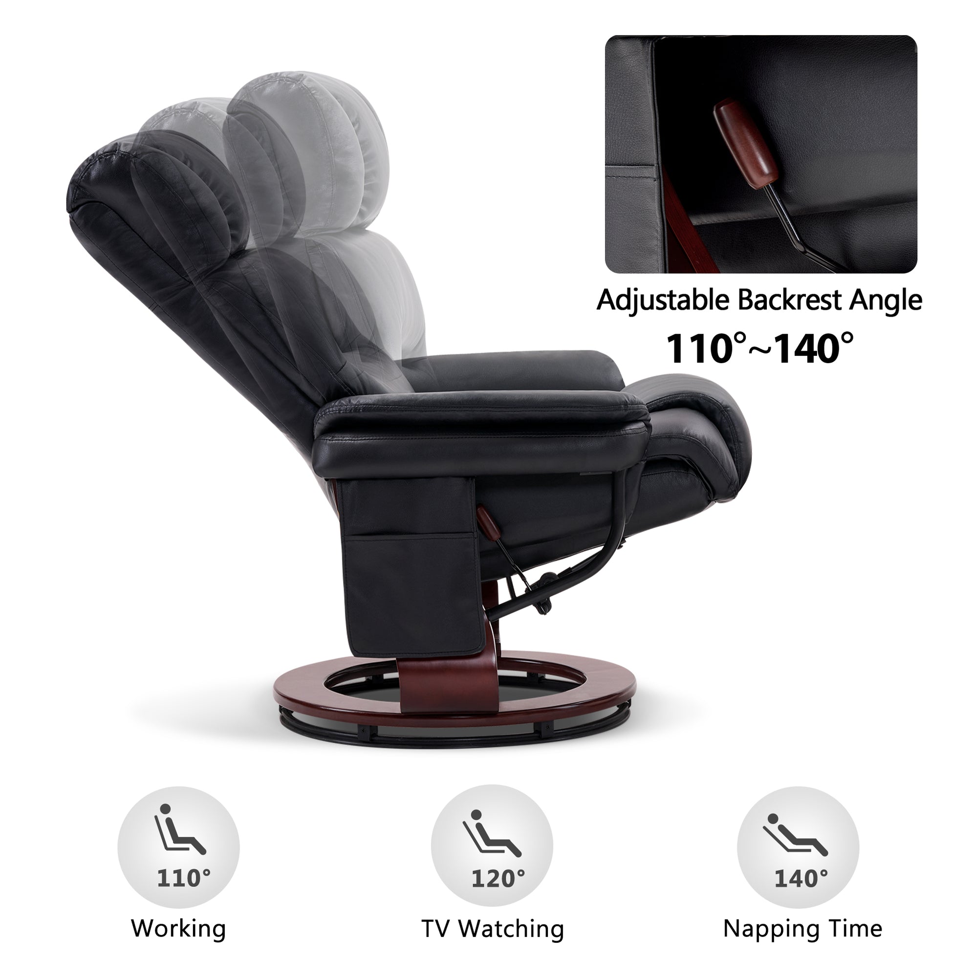 MCombo Swivel Recliners with Ottoman, Reclining TV Chairs with Vibrati ...