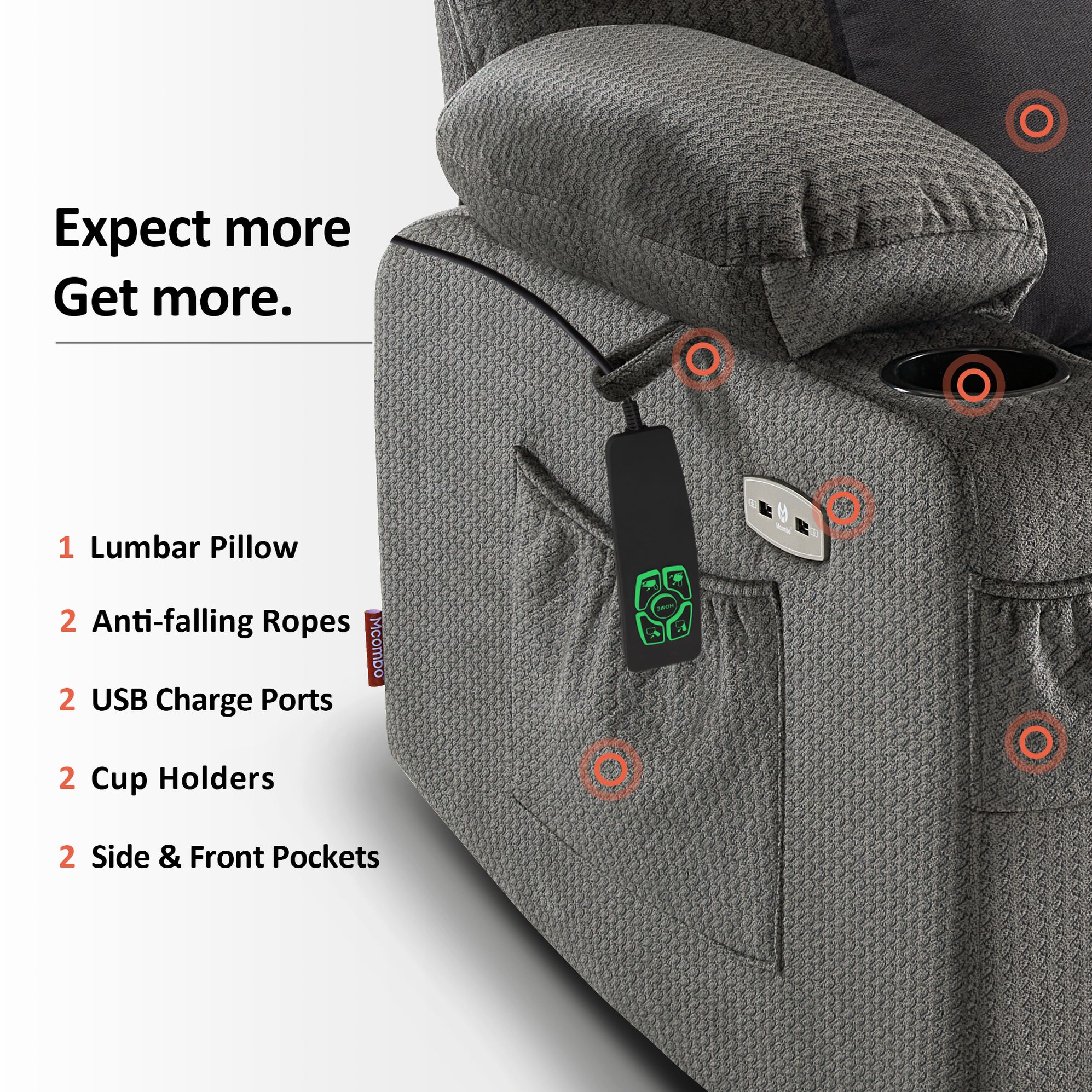 MCombo Dual Motor Power Lift Recliner Chair with Massage and Heat for