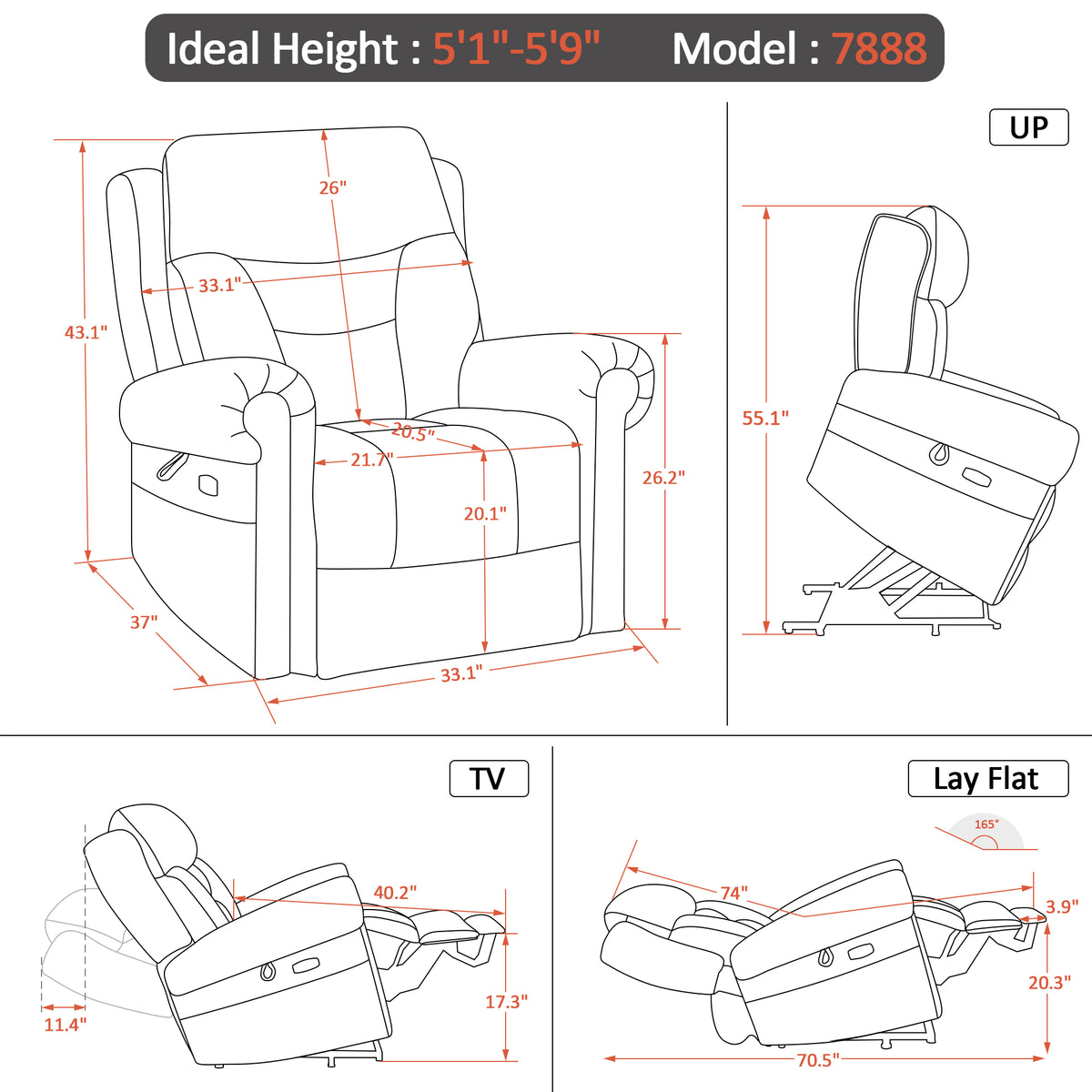 Power Lift Recliner Chair for Elderly, Dual Motor, Massage and Heat, F ...
