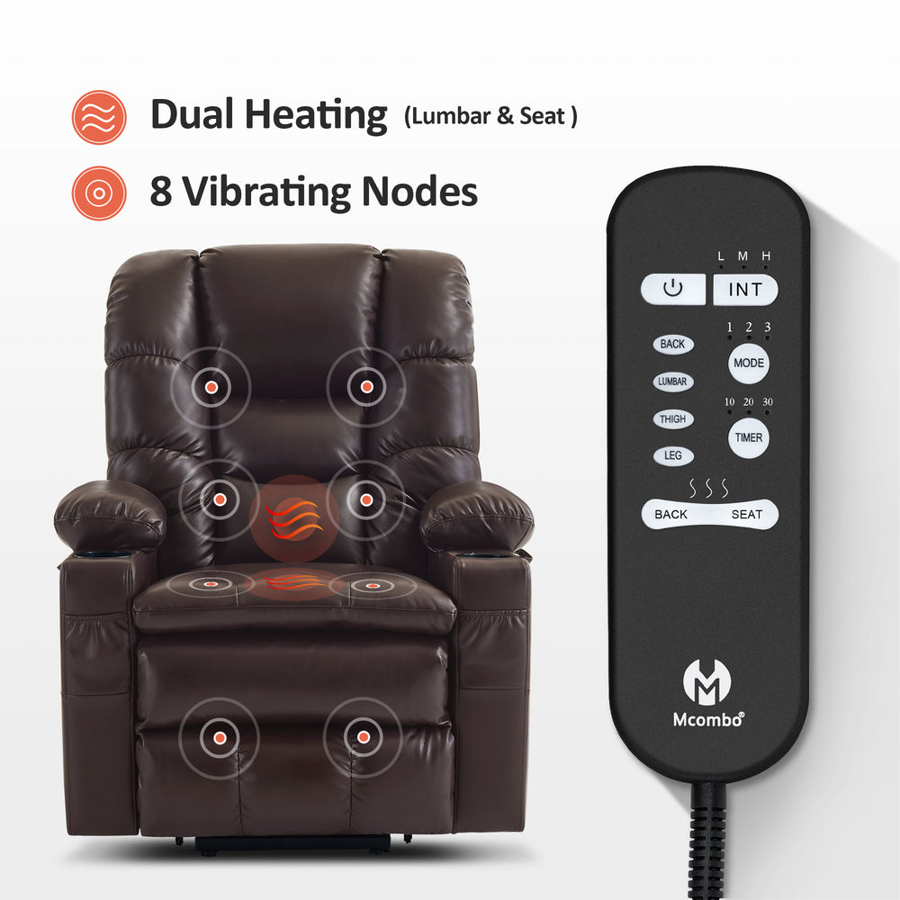 Power Lift Recliner Chair for Elderly, Dual Motor, Massage and Heat, F ...