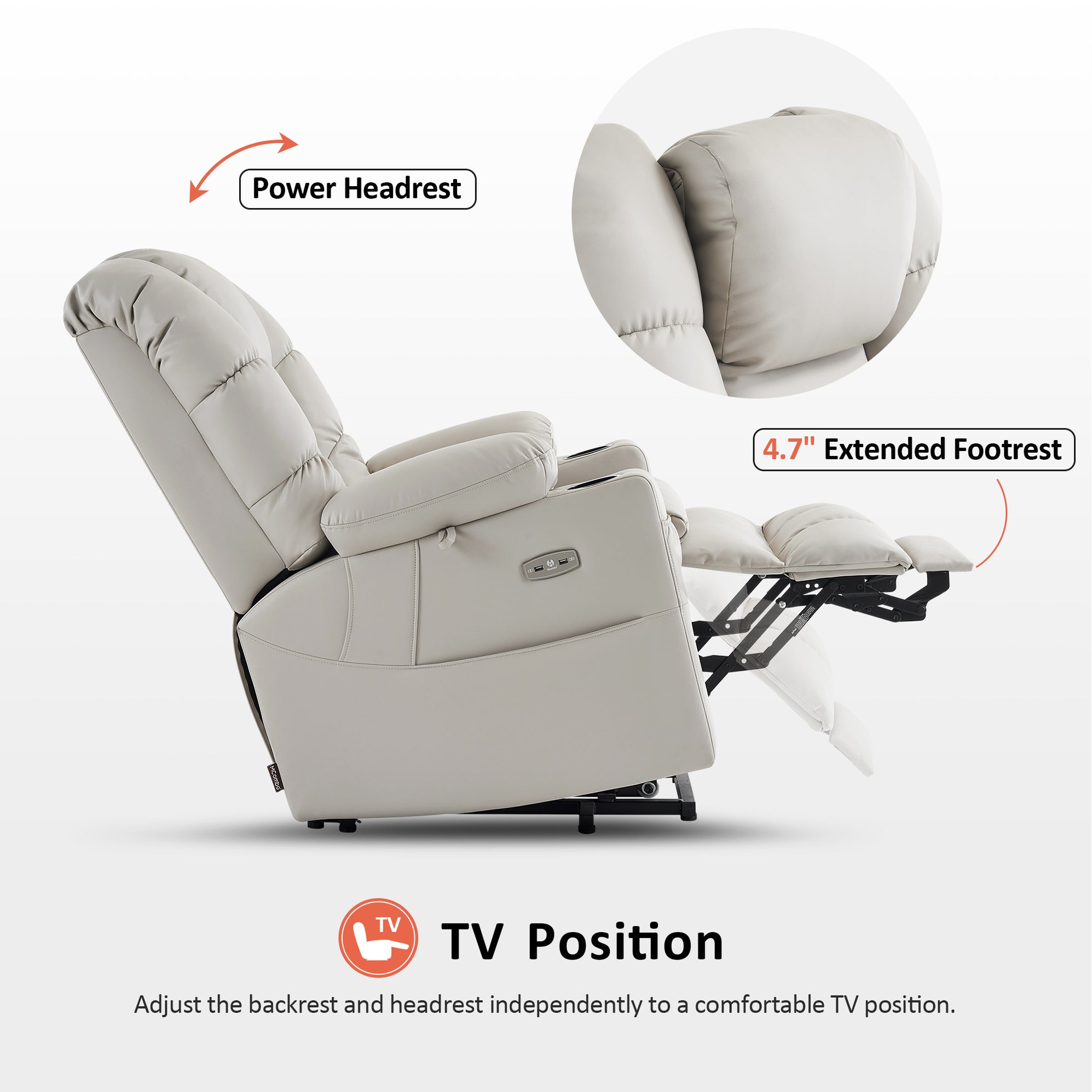 MCombo Large Dual Motor Power Lift Recliner Chair with Massage and Dua