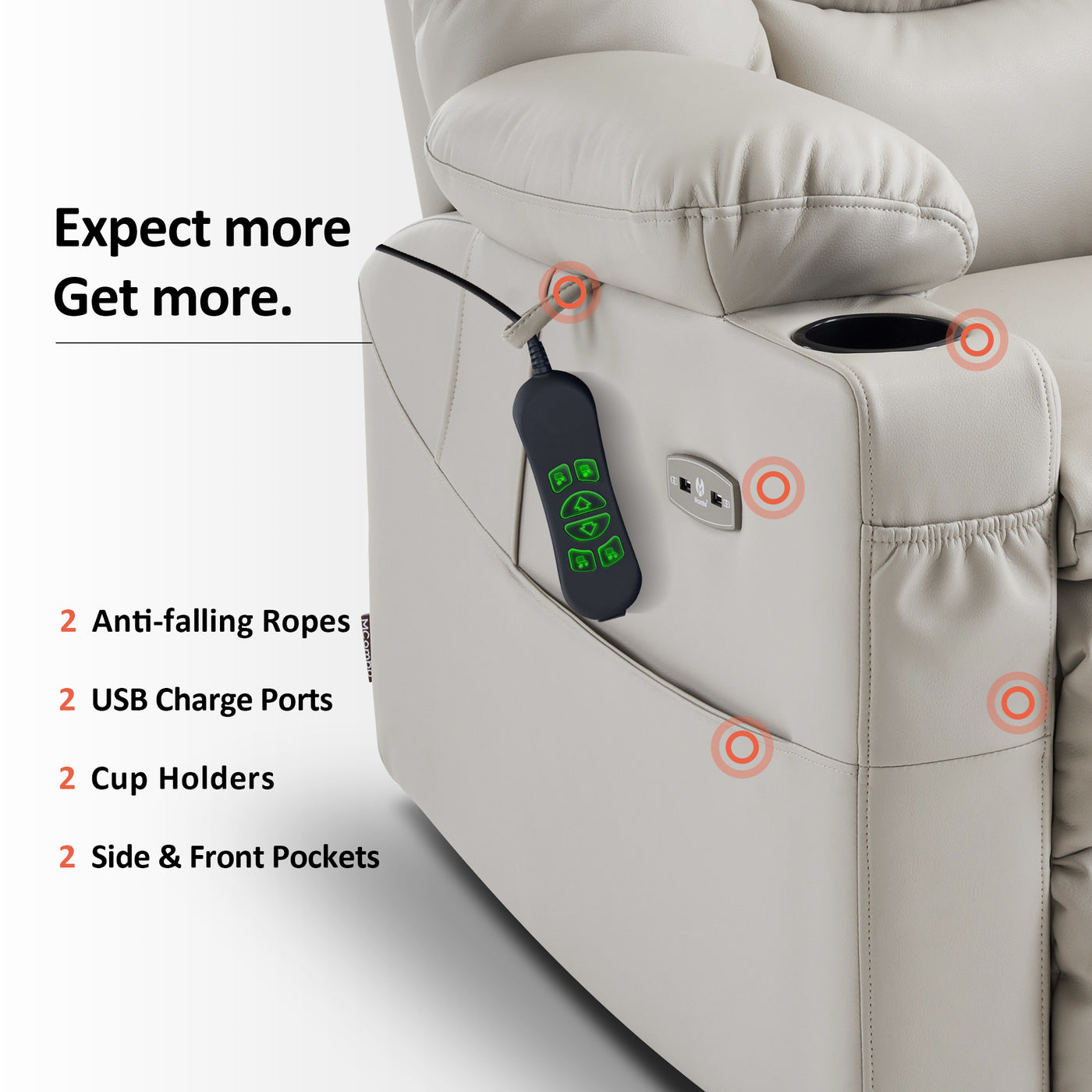 MCombo Large Dual Motor Power Lift Recliner Chair with Massage and Dua