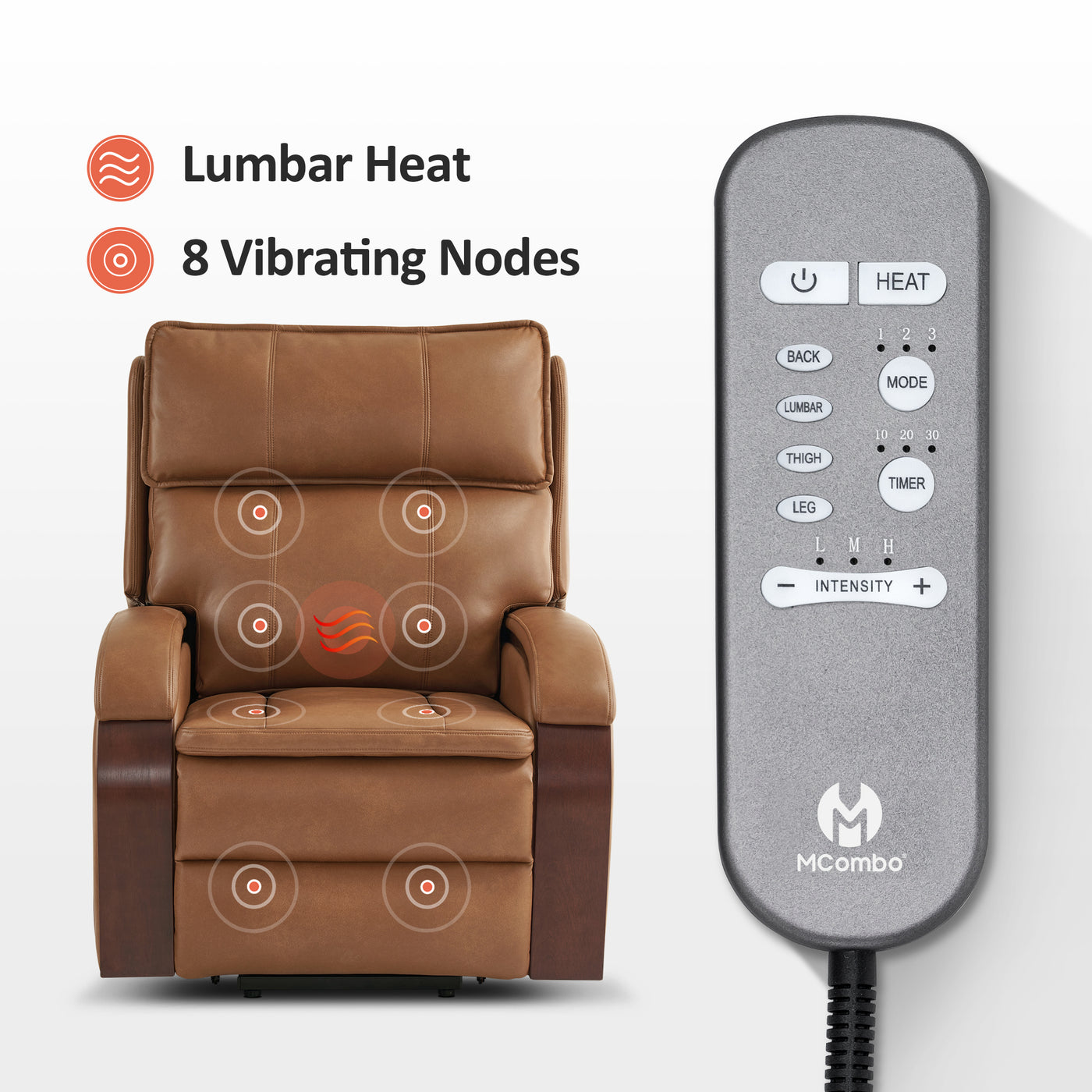 MCombo Power Lift Recliner Chair Sofa with Massage and Heat, Adjustabl