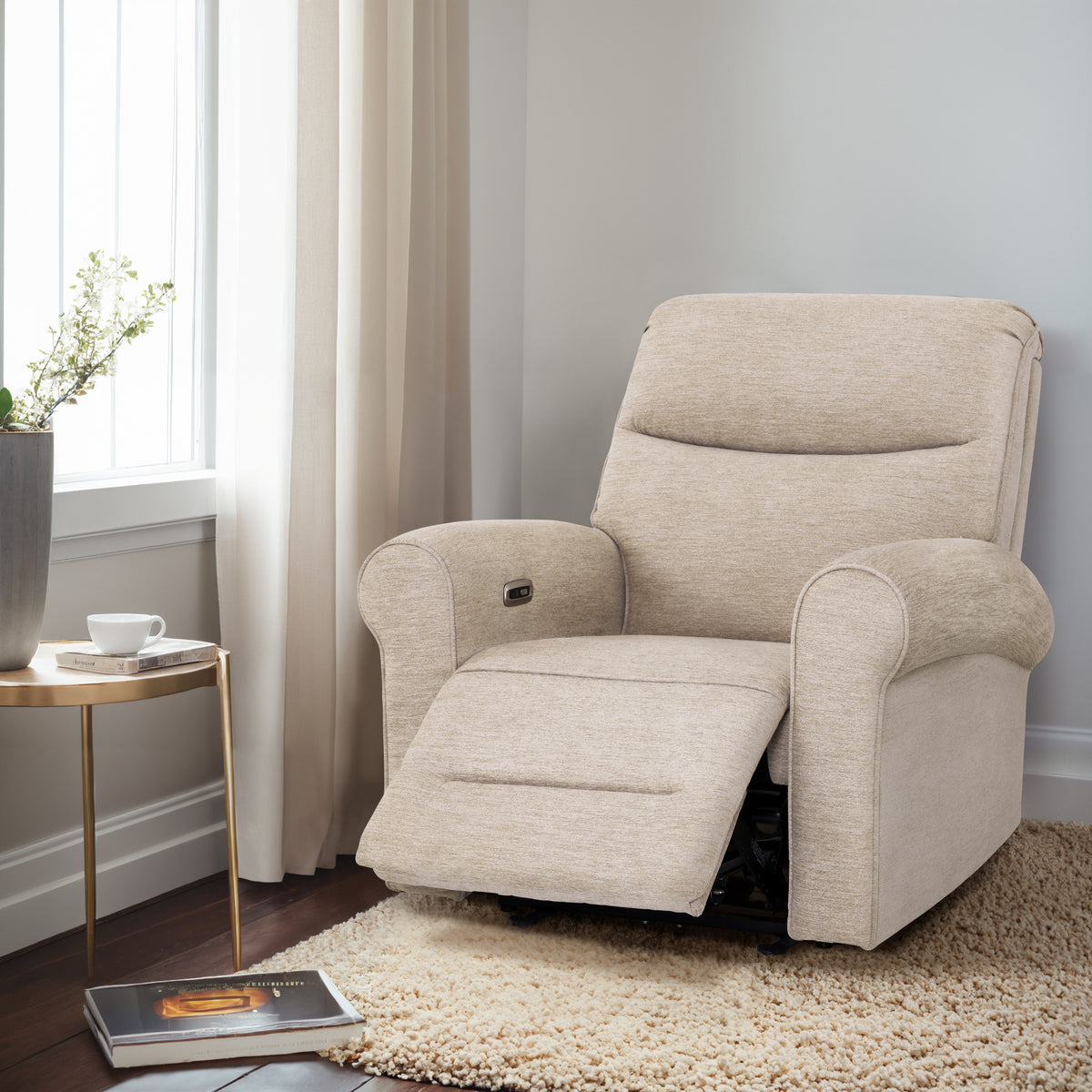 Space-Saving Power Recliner | Modern Fabric Wall-Hugger Chair PR630 ...