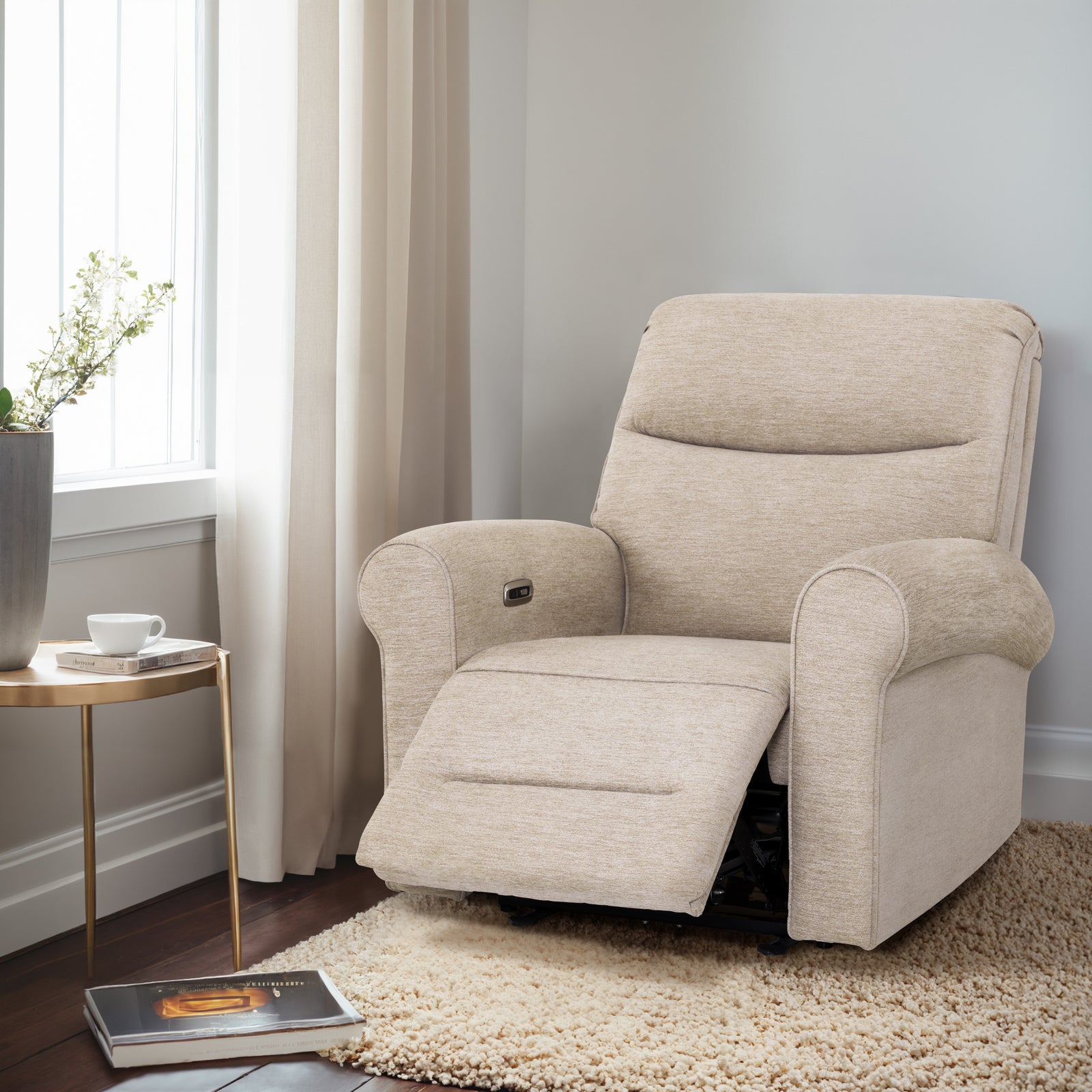 Space-Saving Power Recliner | Modern Fabric Wall-Hugger Chair PR630 ...