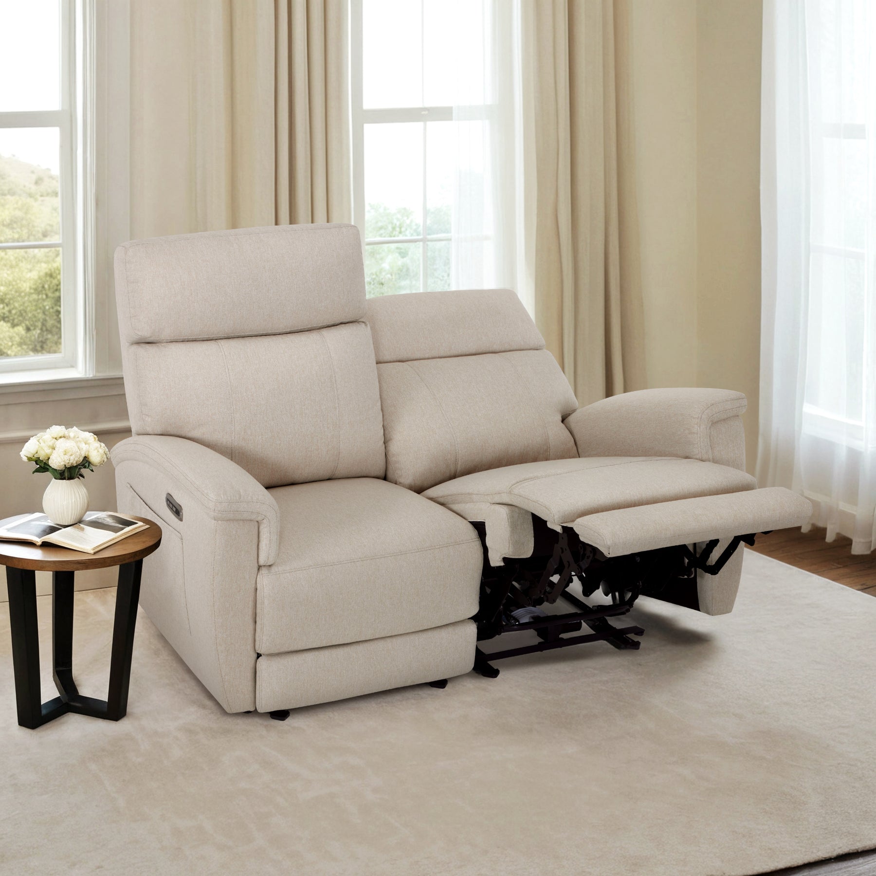 Power Loveseat Recliner with Massage and Dual Heating, Fabric PR606M1 ...