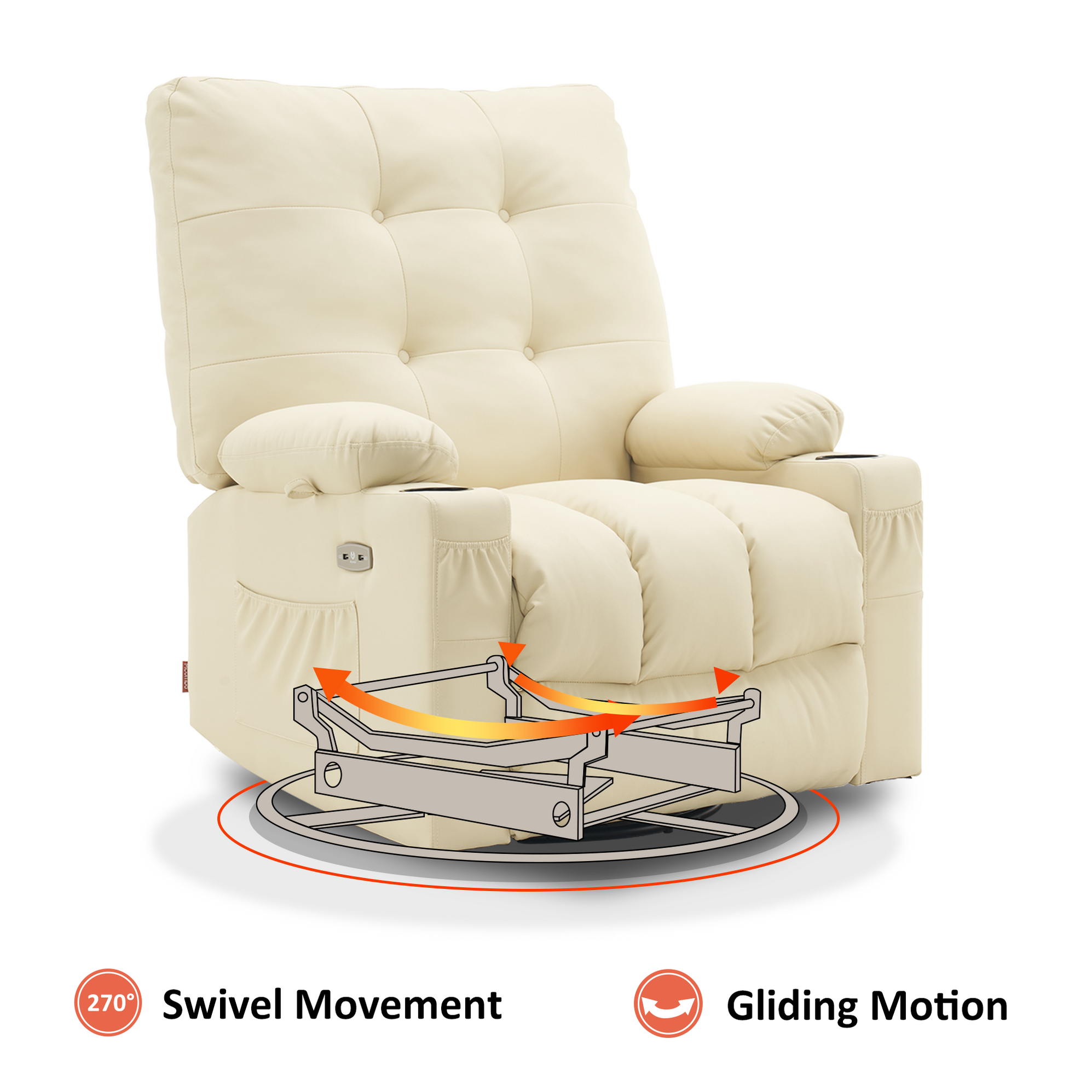 Mcombo Large Electric Power Swivel Glider Rocker Recliner Chair with M