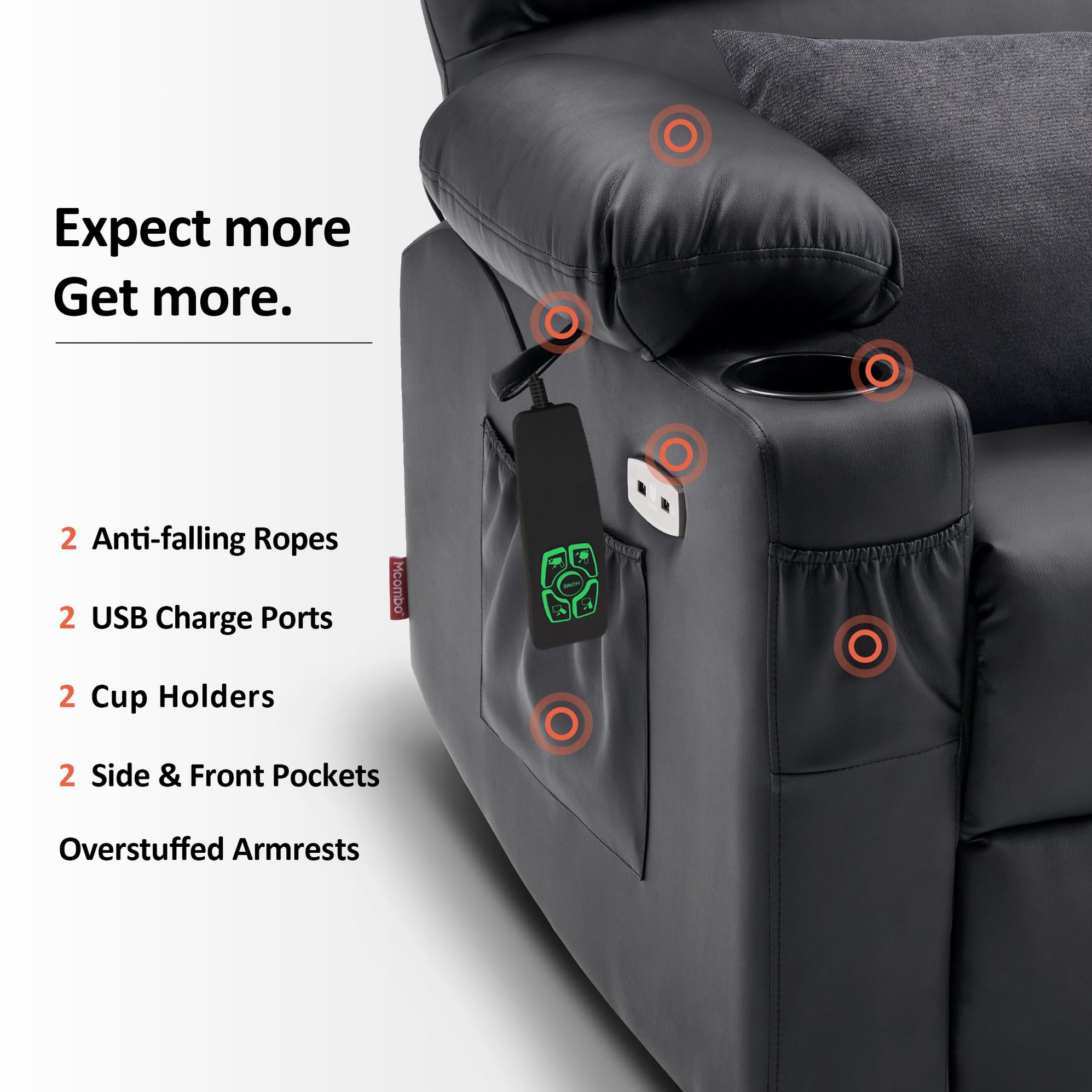 MCombo Dual Motor Large Power Lift Recliner Chair with Massage and Hea