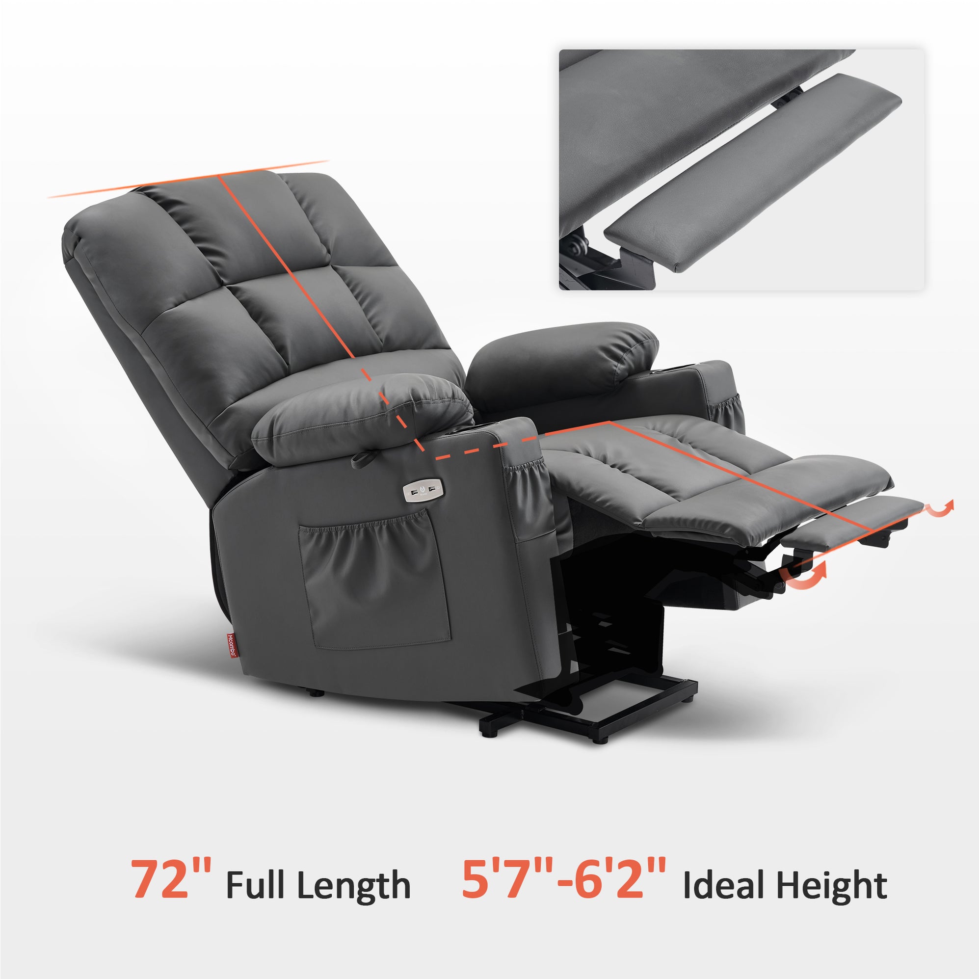 MCombo Dual Motor Large Power Lift Recliner Chair with Massage and Hea ...