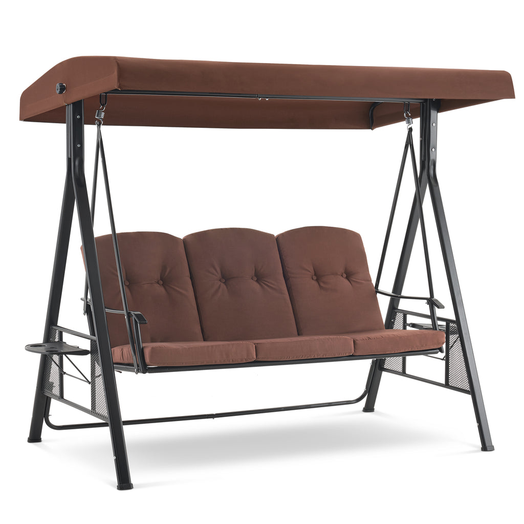 Mcombo 3 Seat Patio Swings with Canopy, Outdoor Porch Swing Chair with ...