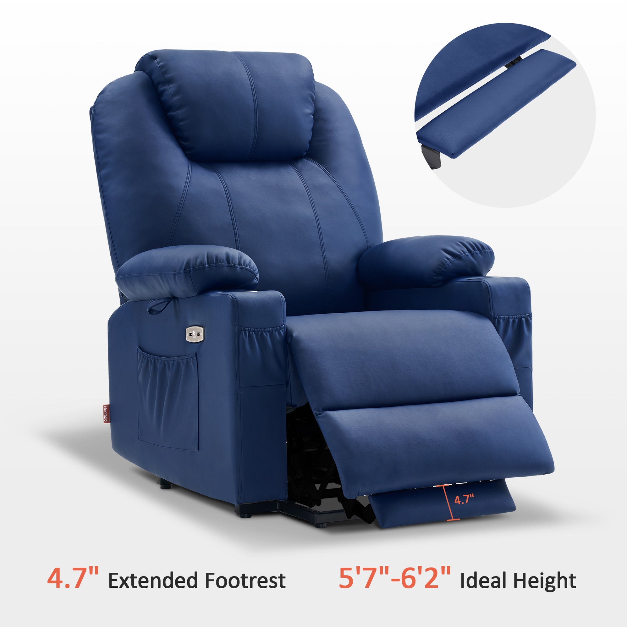 MCombo Large Dual Motor Power Lift Recliner Chair with Massage and Hea
